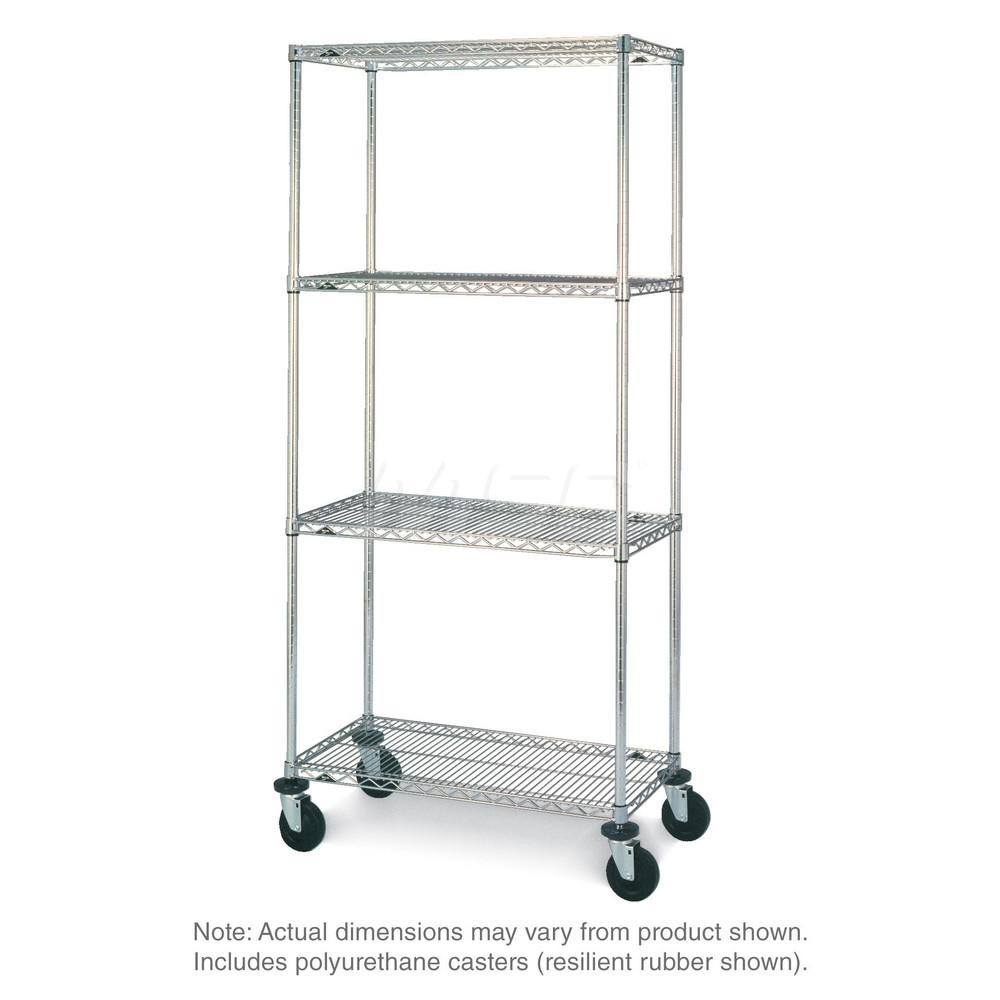 Metro - Wire Utility Cart: 38" Long, 26-3/16" Wide, Steel, 900 lb ...