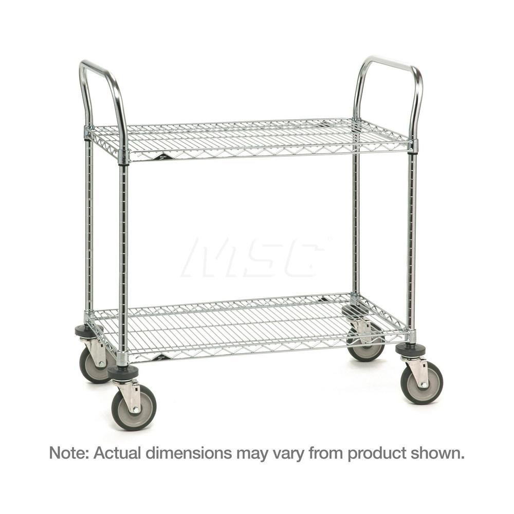 Metro - Utility Cart: 39" OAH, Steel, Silver | MSC Direct