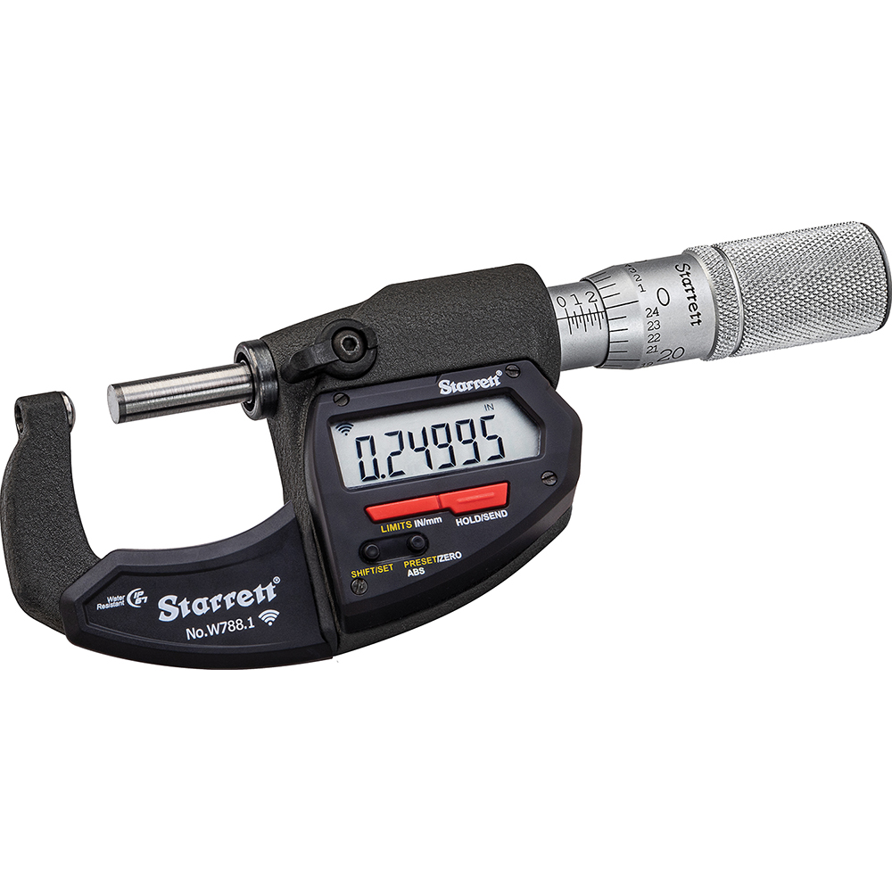 Starrett - Electronic Outside Micrometer: 1" Max, Solid Carbide Face ...