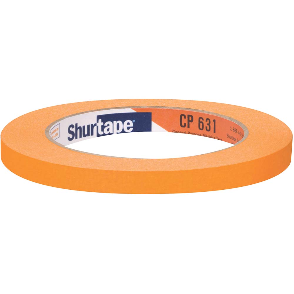 Shurtape - 0.35" Wide x 180' Long x 4.5 mil Thick Orange Masking Tape ...