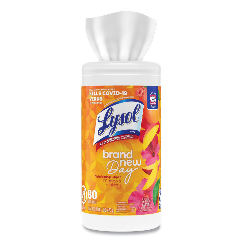 Lysol - Disinfecting Wipes, 1-Ply, 7 x 7.25, Mango and Hibiscus, White ...
