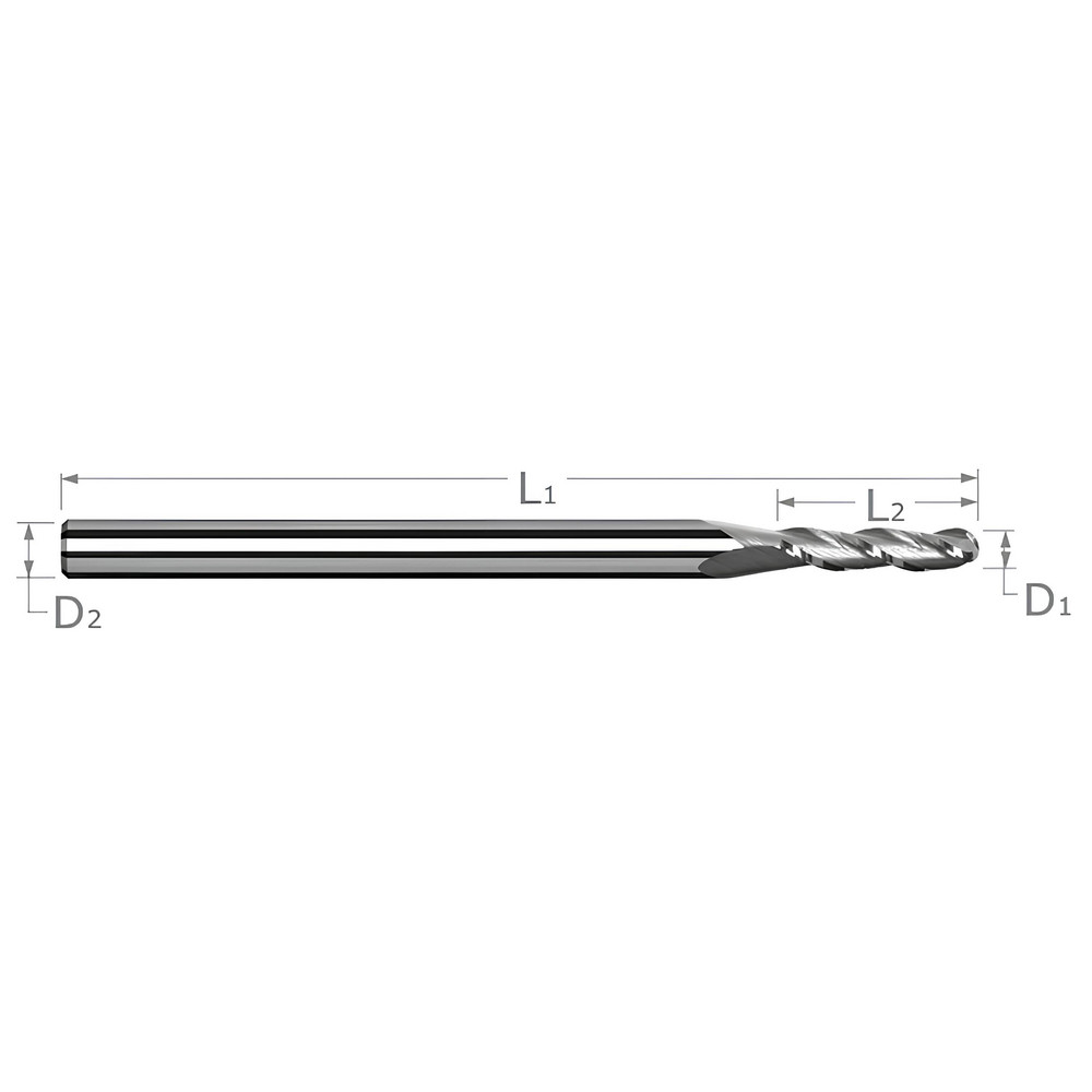 Harvey Tool - Ball End Mill: 0.3750" Dia, 0.5700" LOC, 3 Flute, Solid ...