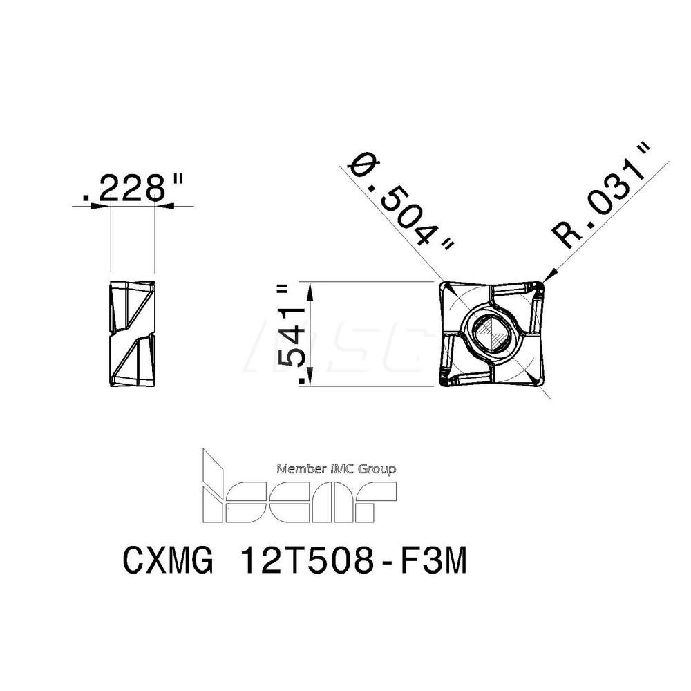 Iscar - Turning Insert: CXMG 12T508-F3M IC806, Carbide | MSC Direct