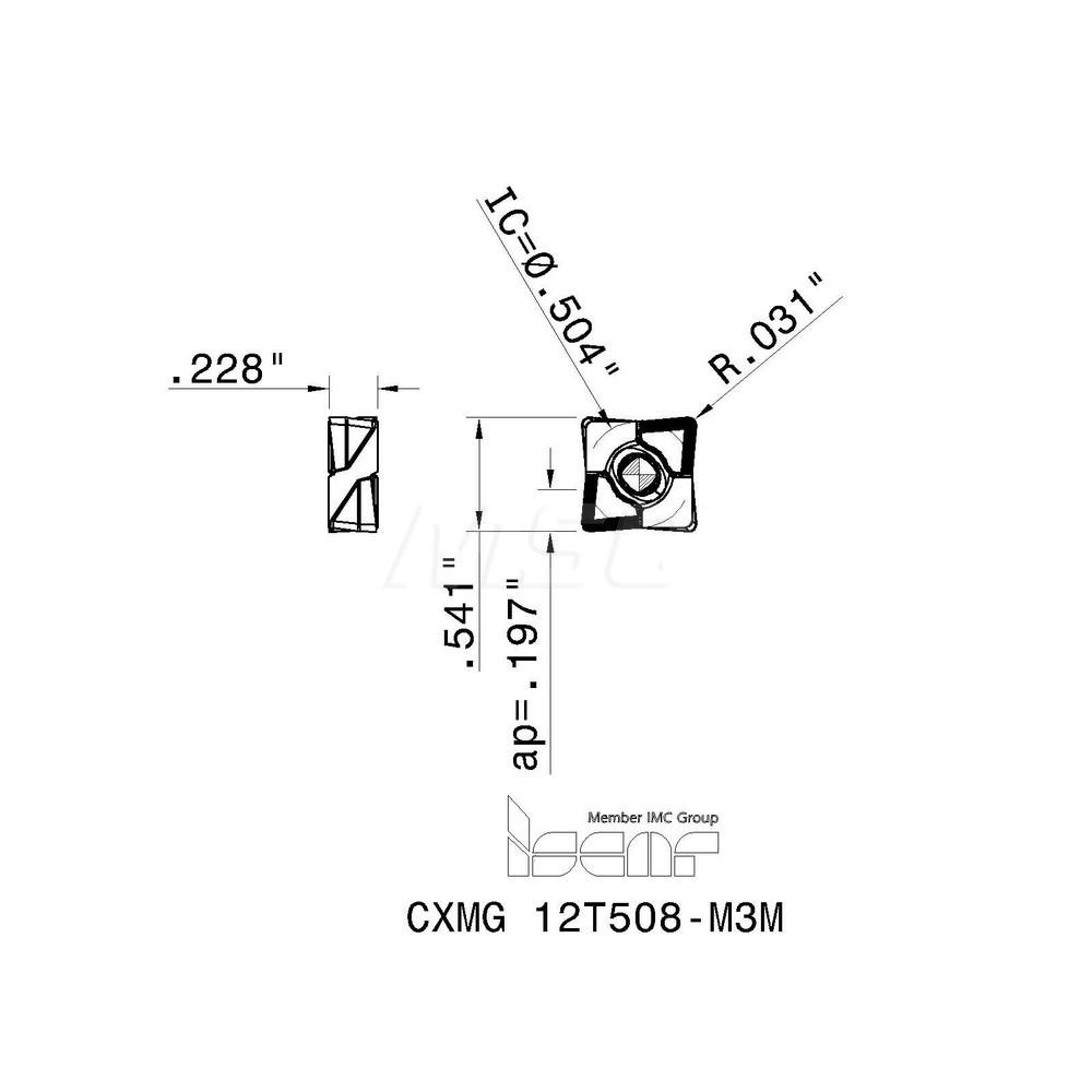 Iscar - Turning Insert: CXMG 12T508-M3M IC806, Carbide | MSC Direct