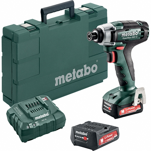 Metabo - Cordless Impact Driver: 12V, 1/4" Drive, 85 ft/lb, 2,500 RPM ...