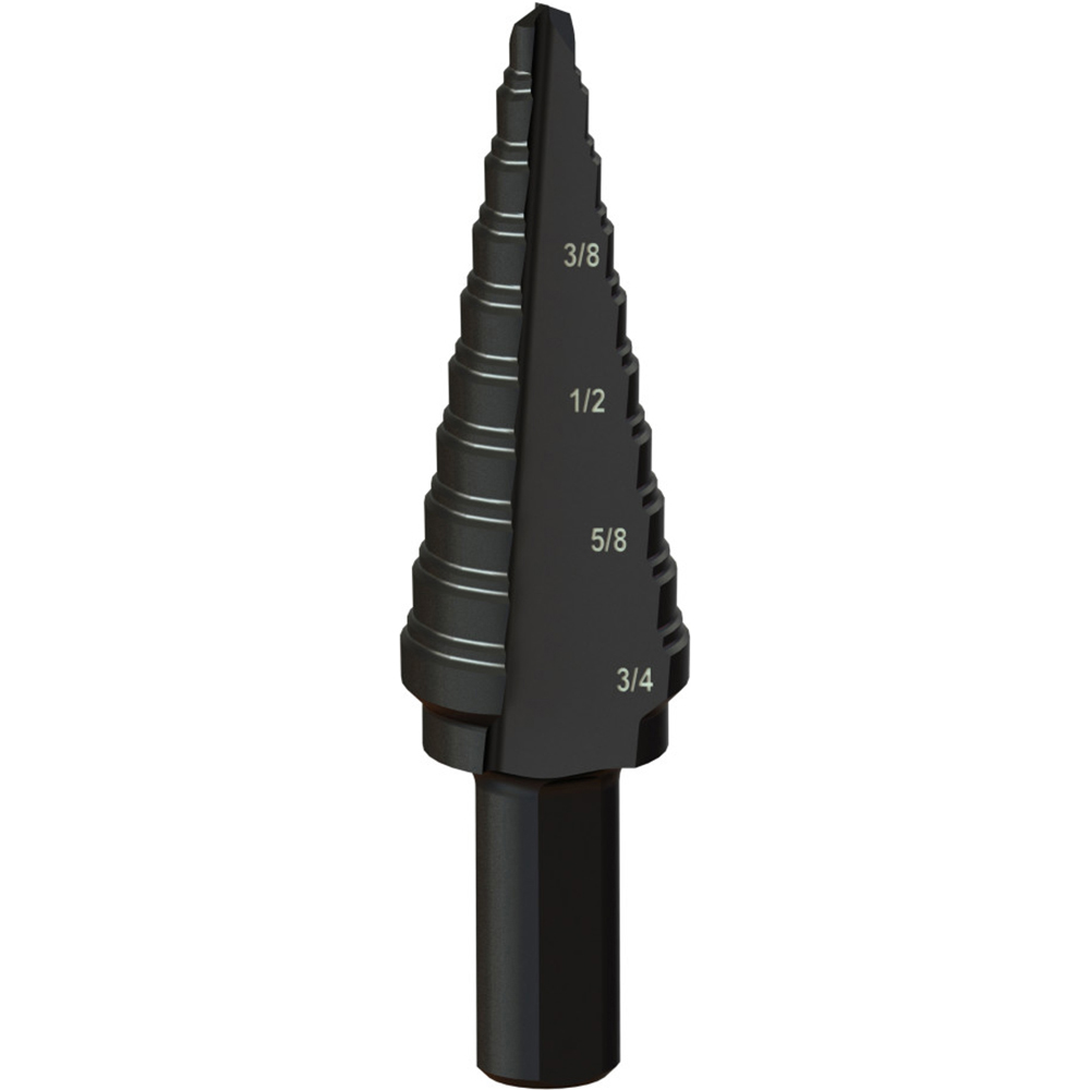 Greenlee - Step Drill Bit: 3/16" Min, 3/4" Max, 3/8" Shank Dia, Steel ...