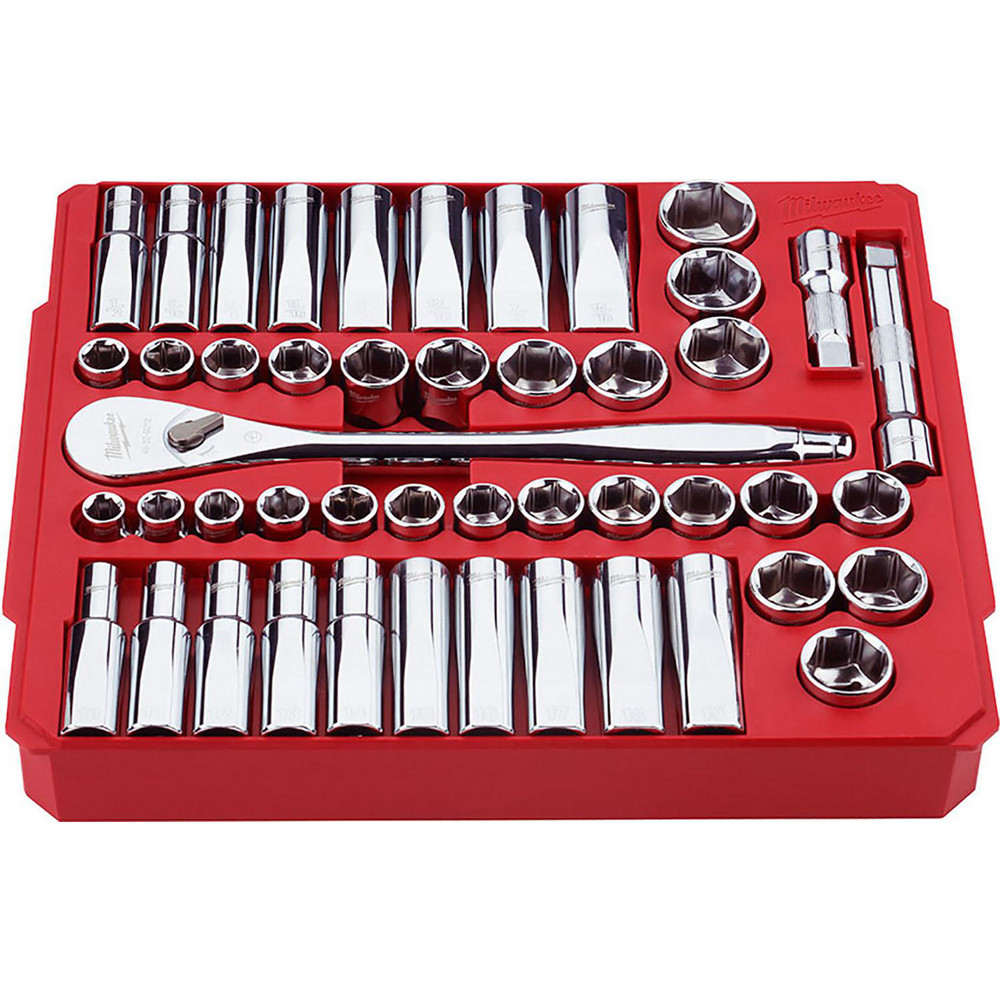 Milwaukee Tool - Socket Set: Ratchet & Socket Set, 47 Pc, 1/2" Drive, 1 ...