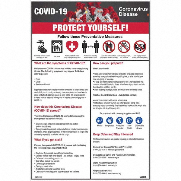 AccuformNMC - Warning & Safety Reminder Sign: Rectangle, COVID 19 ...