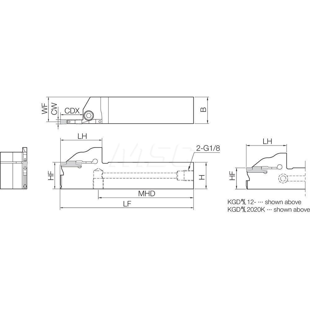 Kyocera - Indexable Grooving Toolholder: KGDL2020K3T06JCT, External ...