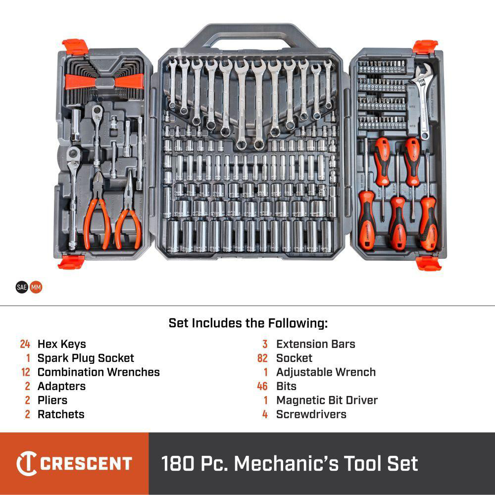 Crescent - Mechanic's Tool Set: 180 Pc | MSC Direct