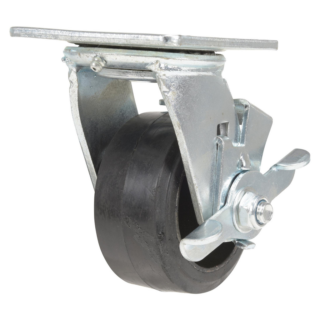 Vestil - Rubber Swivel With Brake Caster: 4 In. Diameter x 2 In. Width ...
