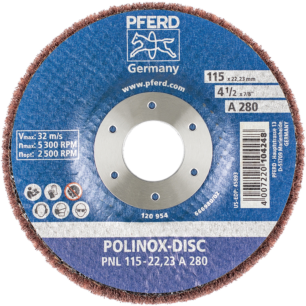 PFERD - Deburring Disc: 4-1/2" Dia, 7/8" Hole, Aluminum Oxide | MSC Direct