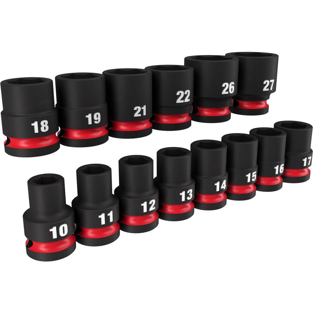 Milwaukee Tool - Socket Set: Standard, 14 Pc, 1/2" Drive, 10.00 mm Min ...