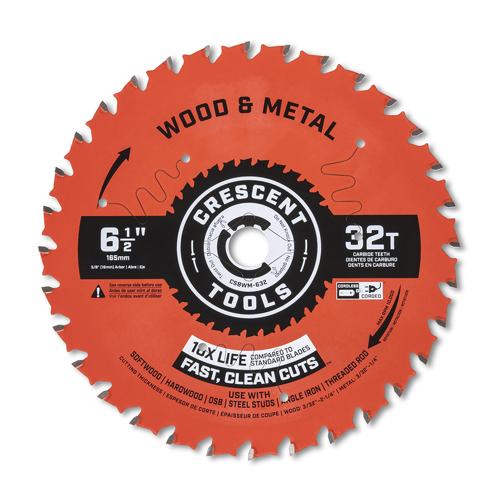 Crescent - Wet & Dry Cut Saw Blade: 6-1/2" Dia, 5/8" Arbor Hole, 0.067 ...
