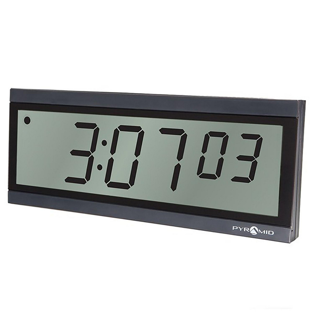 Pyramid - Synchronized LCD Digital Clock, Black 2.5" Numerals, 6 Digits ...