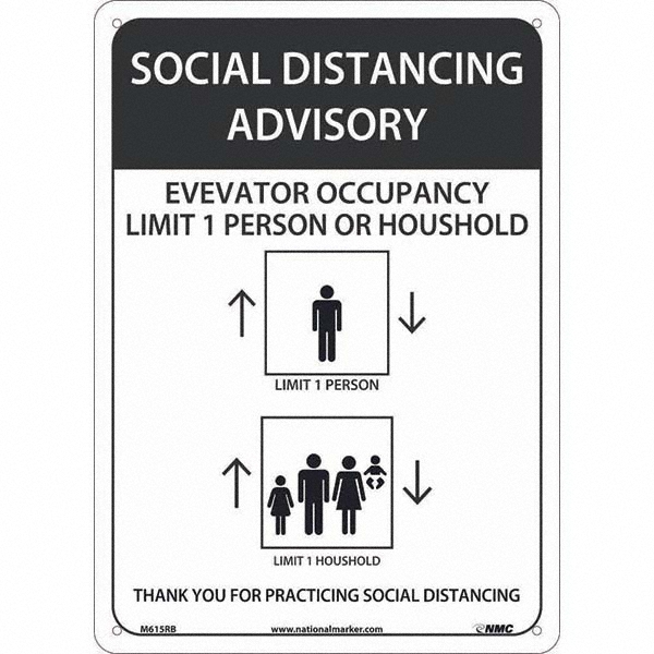 NMC - "Social Distancing Advisory Elevatory Occupancy", 10" Wide x 14 ...
