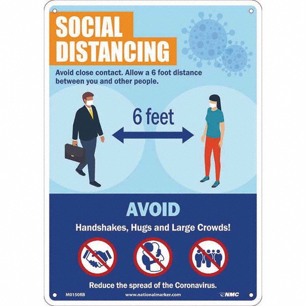 AccuformNMC - Sign: Rectangle, "Social Distancing - Avoid Close Contact ...