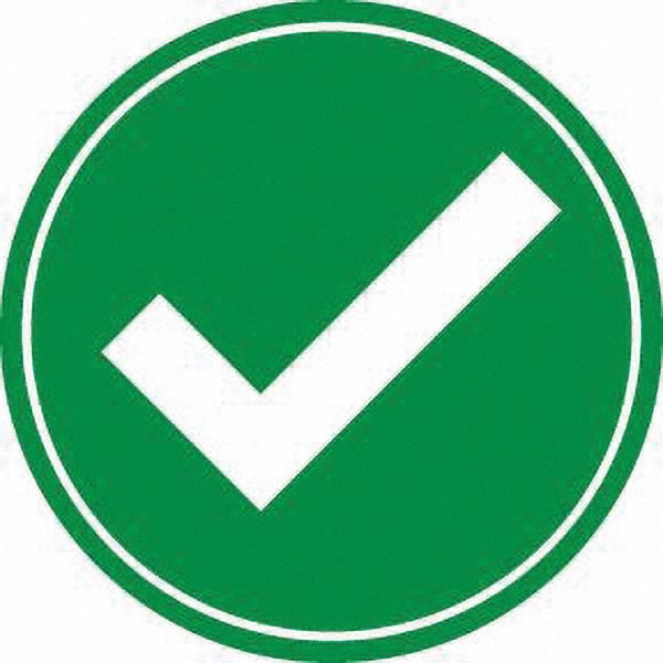 AccuformNMC - Safety Label: "Green Check Mark", Round, 4" Dia | MSC Direct