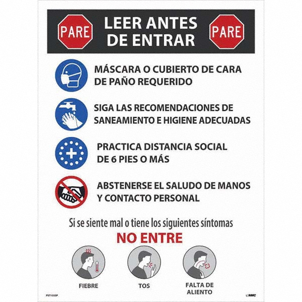 AccuformNMC - Warning & Safety Reminder Sign: Rectangle, COVID-19, STOP ...