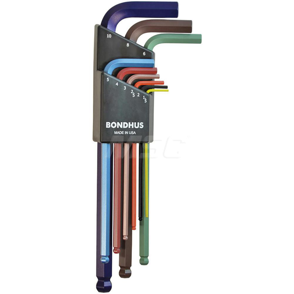 Bondhus - Hex Key Sets: Tool Type: Ball End L-Wrench Set; Handle Type ...
