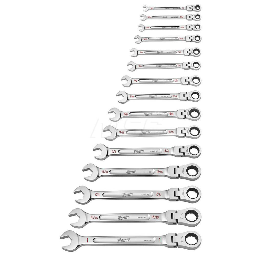 Milwaukee Tool - Combination Wrench Set: 15 Pc, 1/4 in - 1 in Wrench, Inch | MSC Direct