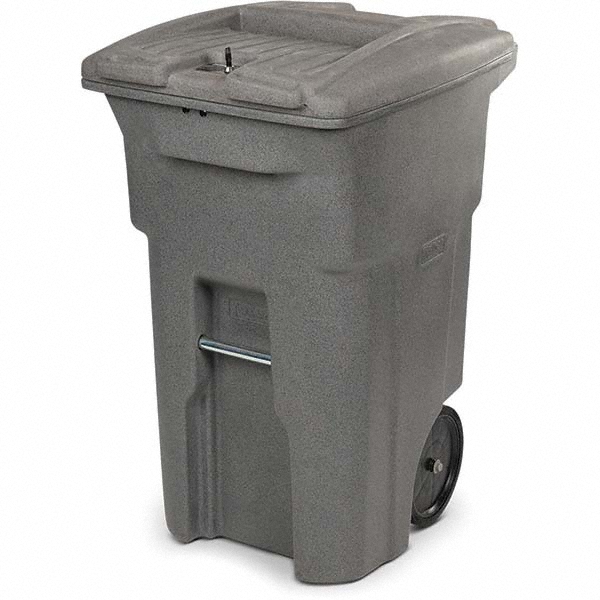 Toter - Rollout Decorative Trash Can: 64 gal, Rectangle, Gray | MSC Direct