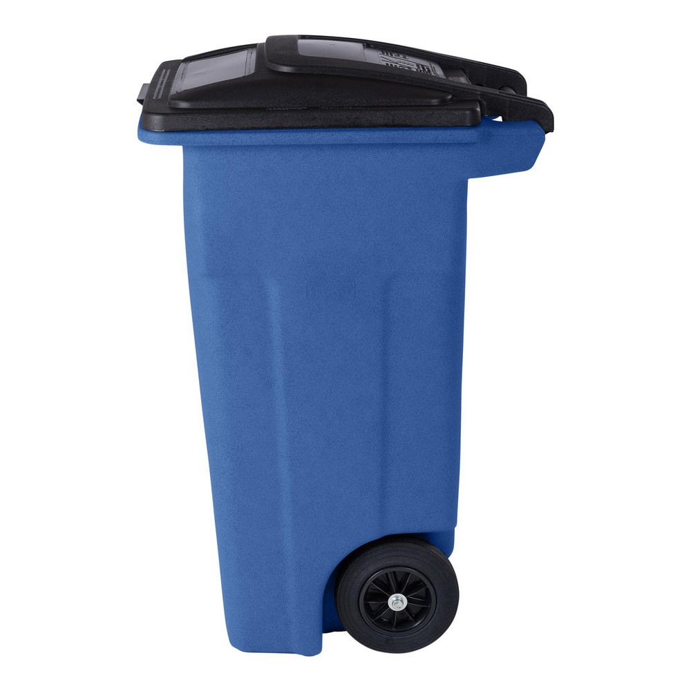 Toter - Rollout Trash Can: 32 gal, Rectangle, Black & Blue | MSC Direct