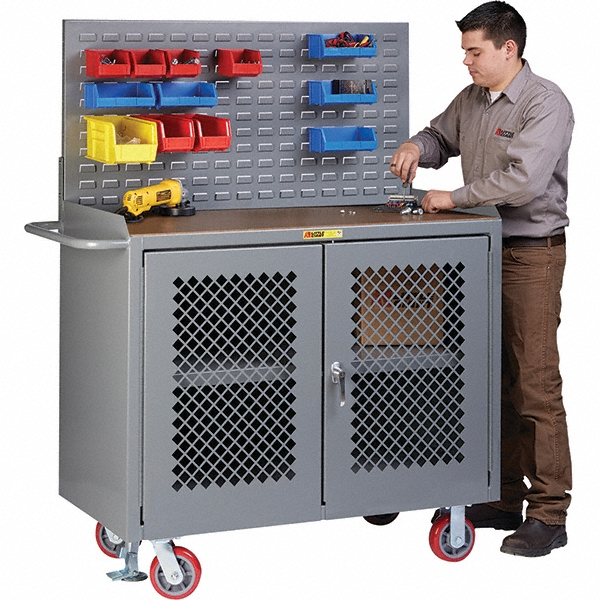 Little Giant® - Mobile Bench Cabinet with Louvered Panel Mobile Work ...