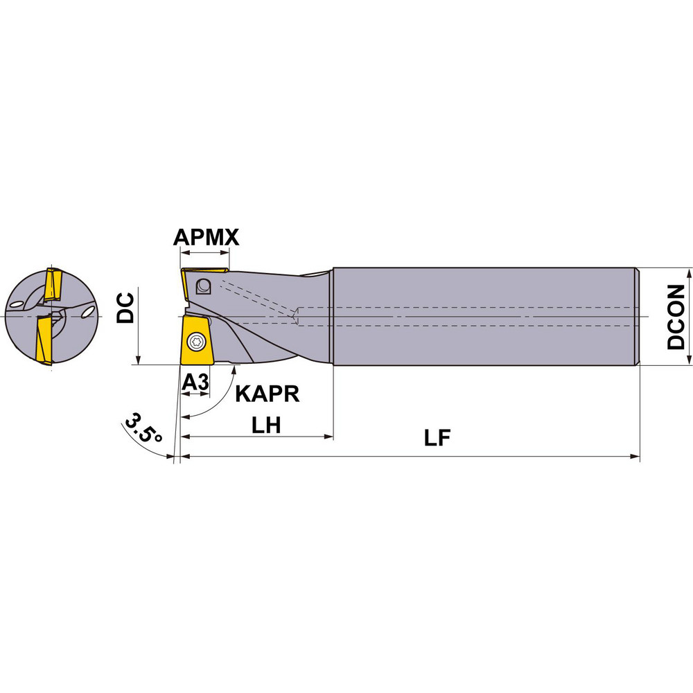 Mitsubishi - Indexable Square-Shoulder End Mill: AQXUR212SA20L, 0.5630 ...