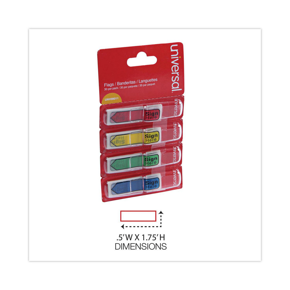 UNIVERSAL - Self-Stick Page Flags; Style: Flag; Color: Assorted ...