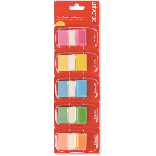 UNIVERSAL - Self-Stick Page Flags: Flag, Assorted, 1 in x 1-3/4 in, 250 ...