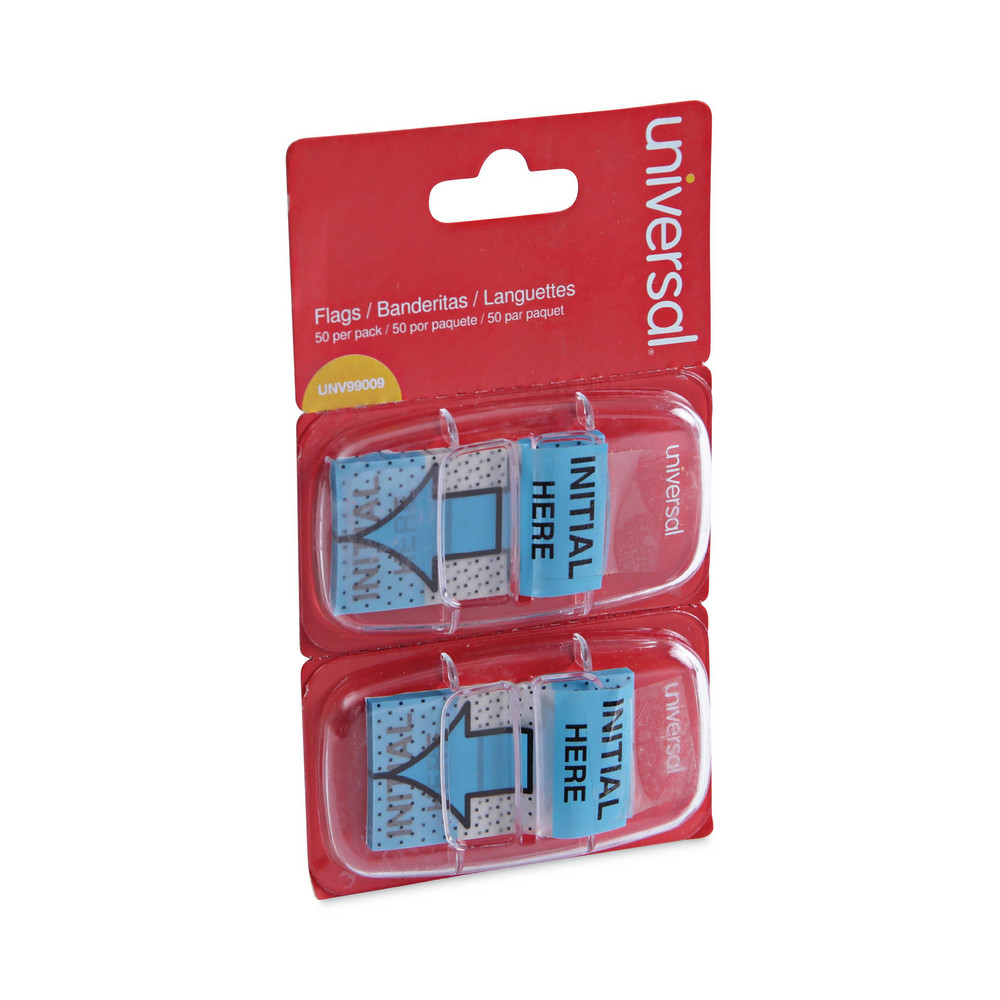 UNIVERSAL - Self-Stick Page Flags: Flag, Blue, 1 in x 1-3/4 in, 100 ...