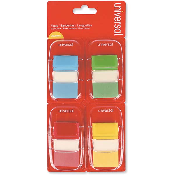 UNIVERSAL - Self-Stick Page Flags; Style: Flag ; Color: Assorted ; Size ...