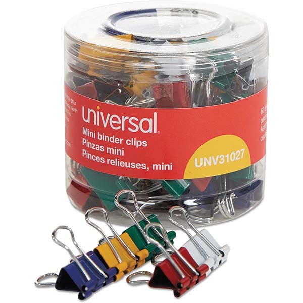 UNIVERSAL - Binder Clips: Width (Inch): 0.63 in; Color: Assorted; Sheet ...