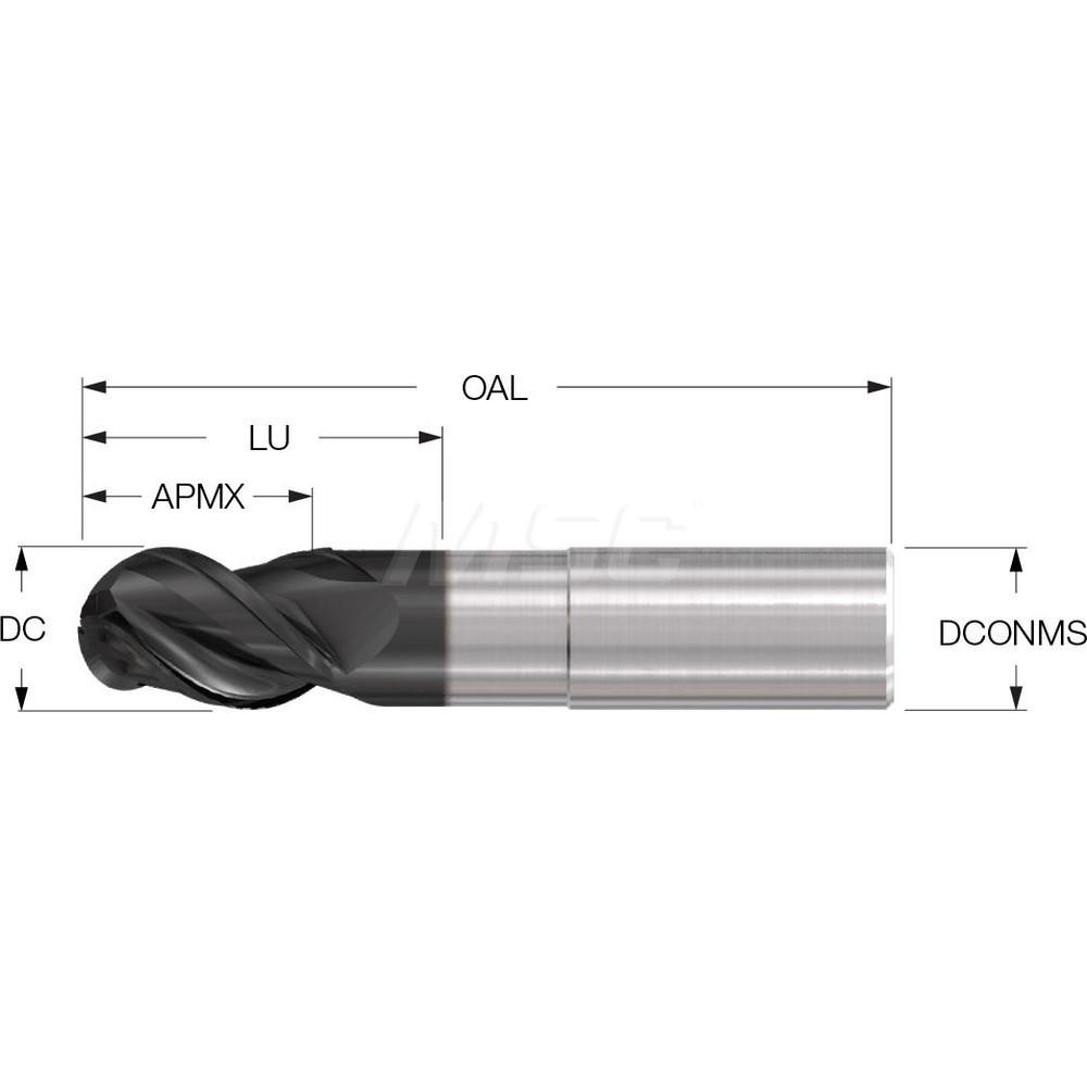 Iscar - Ball End Mill: 5/16" Dia, 1/2" LOC, 4 Flute, Solid Carbide ...