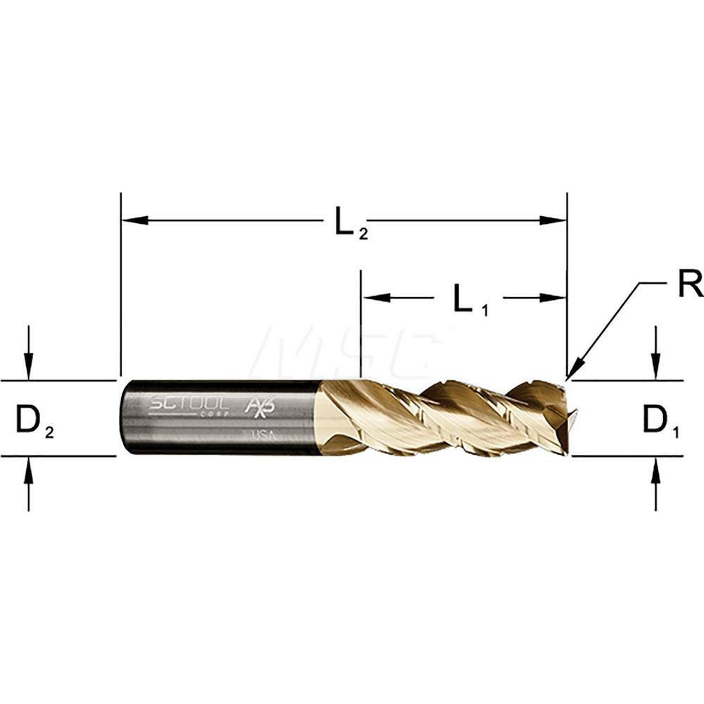 SC Tool - Carbide End Mill 3 Flute Aluminum Cutting 1" Cut 1" Shank 1-1 ...