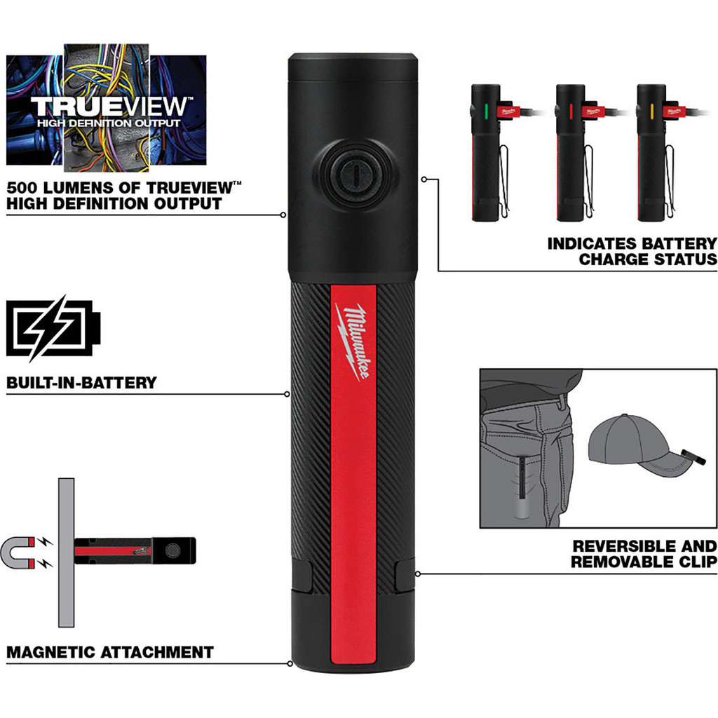 Milwaukee Tool - Rechargeable 500L Everyday Carry Flashlight w/ Magnet ...