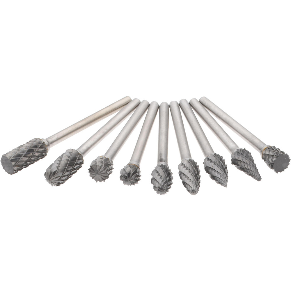 Hertel - 9 Pc Double Cut Burr Set with Cylinder | MSC Direct