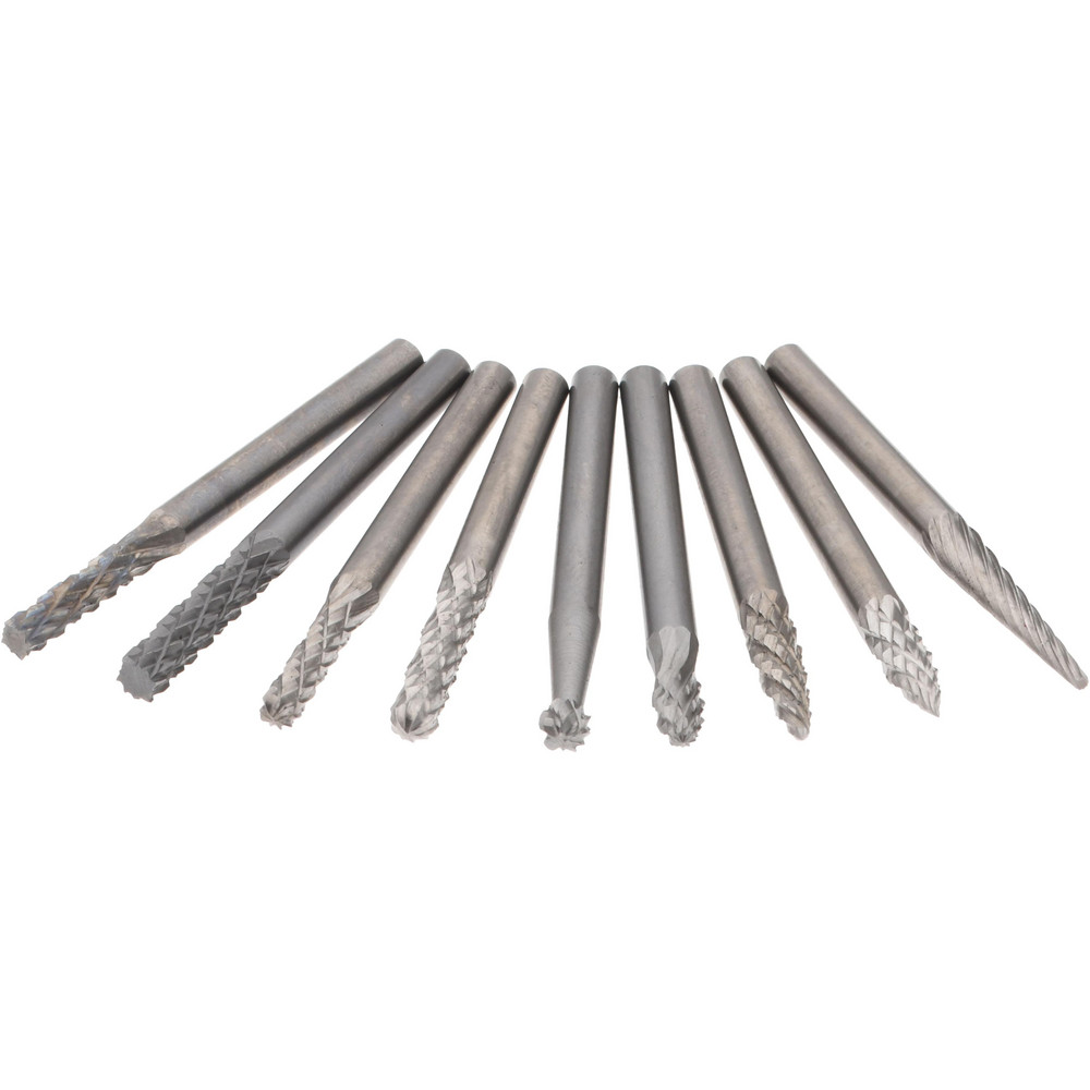 Hertel - 9 Pc Double Cut Burr Set with Cylinder | MSC Direct