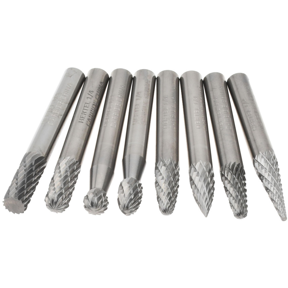 Hertel - 8 Pc Double Cut Burr Set with Cylinder | MSC Direct