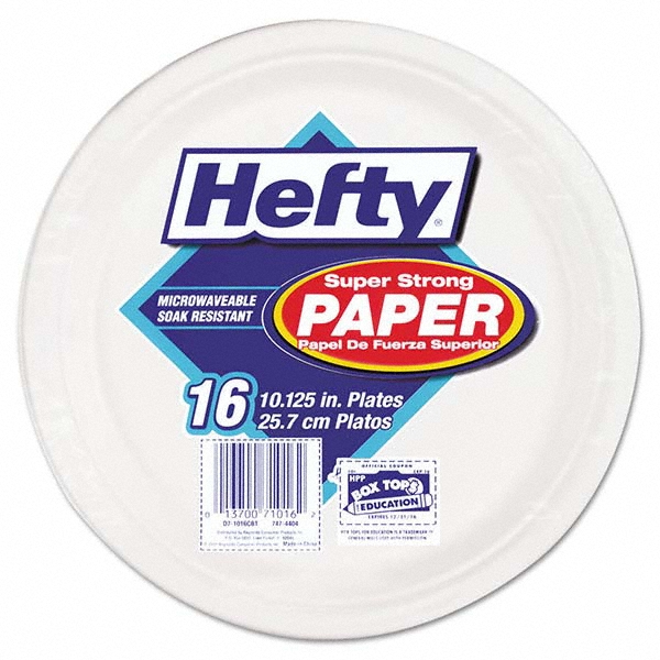 Hefty - Plate: White, 16 Per Pack & 12 Pack Per Carton | MSC Direct
