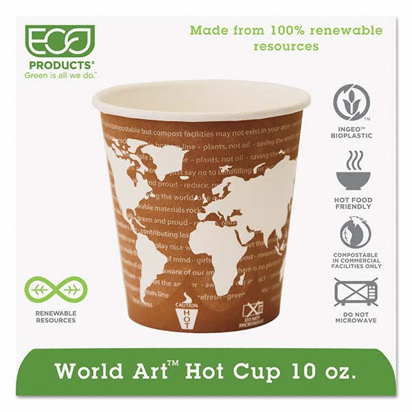 ECO PRODUCTS - World Art Renewable Compostable Hot Cups, 10 oz, 50/PK ...