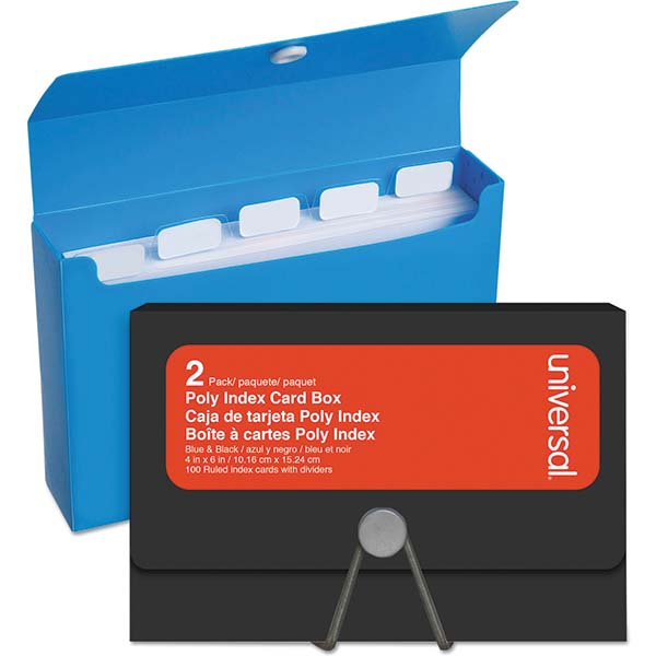 UNIVERSAL - 4X1.33X6 BLK/BLU 2PK POLY INDEX CARD BOX | MSC Direct