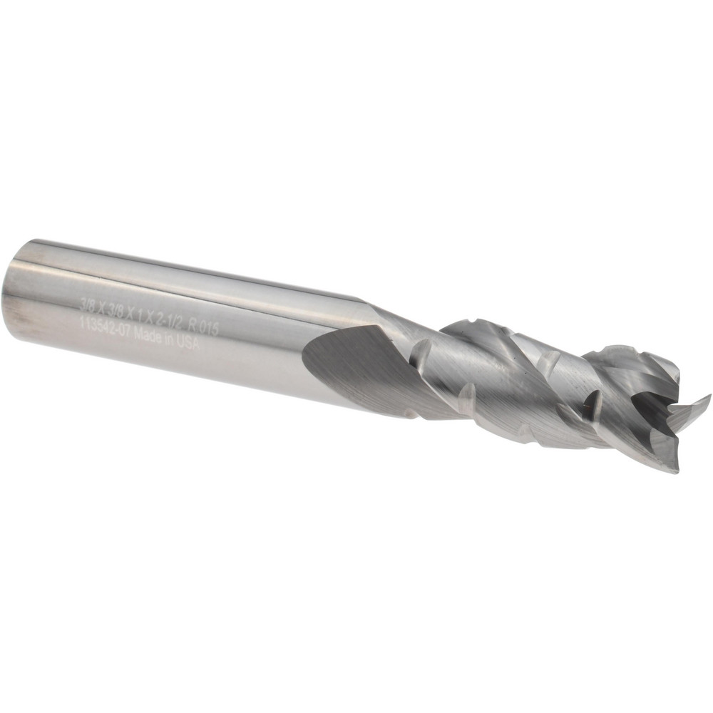 GWS - Corner Radius End Mill: 3/8" Dia, 1" LOC, 0.0150" Radius, 3 Flute, Solid Carbide | MSC Direct
