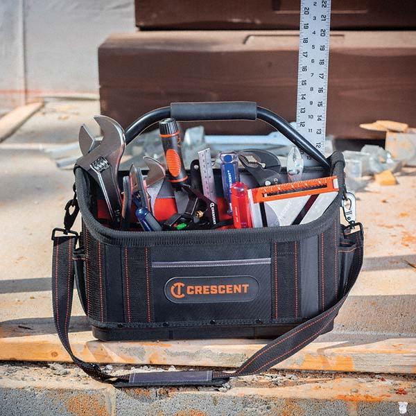 Crescent - 25 Pocket, Polyester, Black/Orange Open Top Tool Bag ...