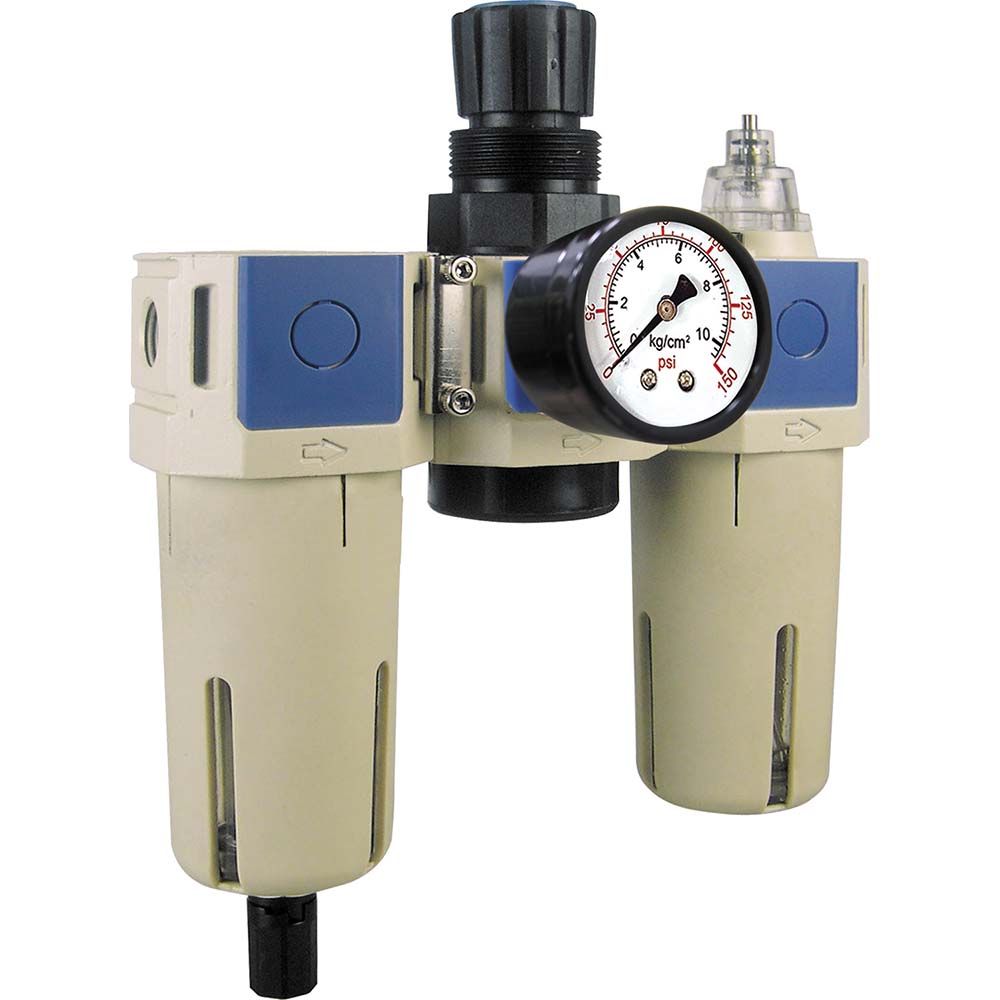PRO SOURCE FRL Combination Unit 1 4 NPT Compact With Pressure Gauge PRO SOURCE FRL Combination Unit 1 4 NPT Compact With Pressure Gauge