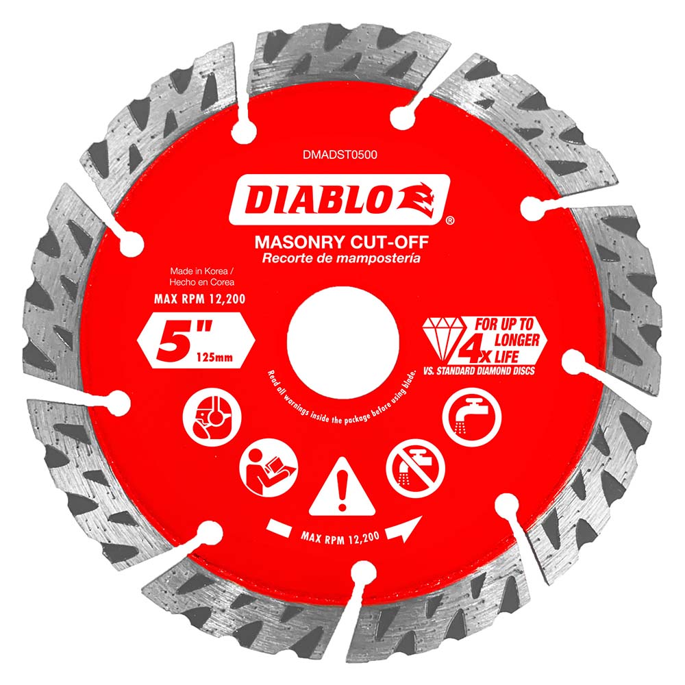DIABLO - Wet & Dry Cut Saw Blade: 5" Dia, 0.7874, 5/8 & 7/8" Arbor Hole ...