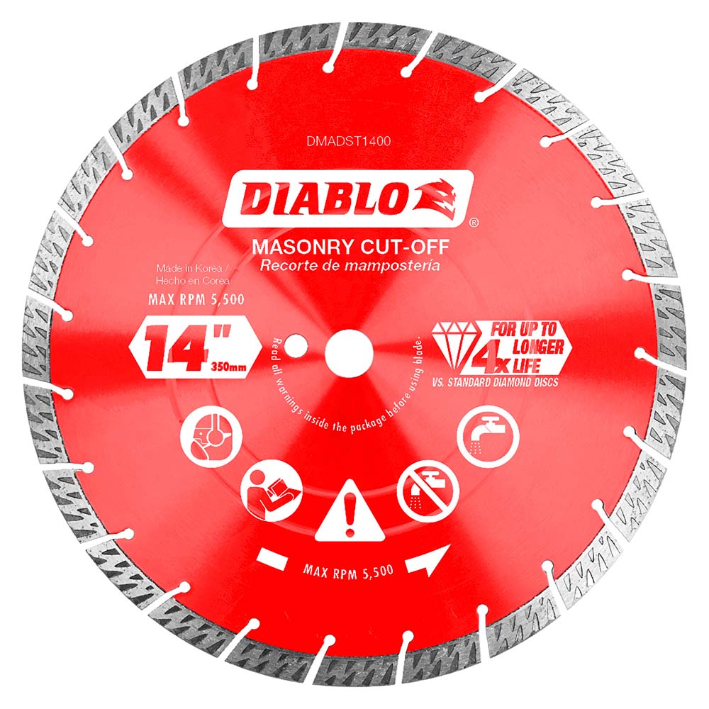 DIABLO - Wet & Dry Cut Saw Blade: 14" Dia, 1 & 0.7874" Arbor Hole, 0. ...