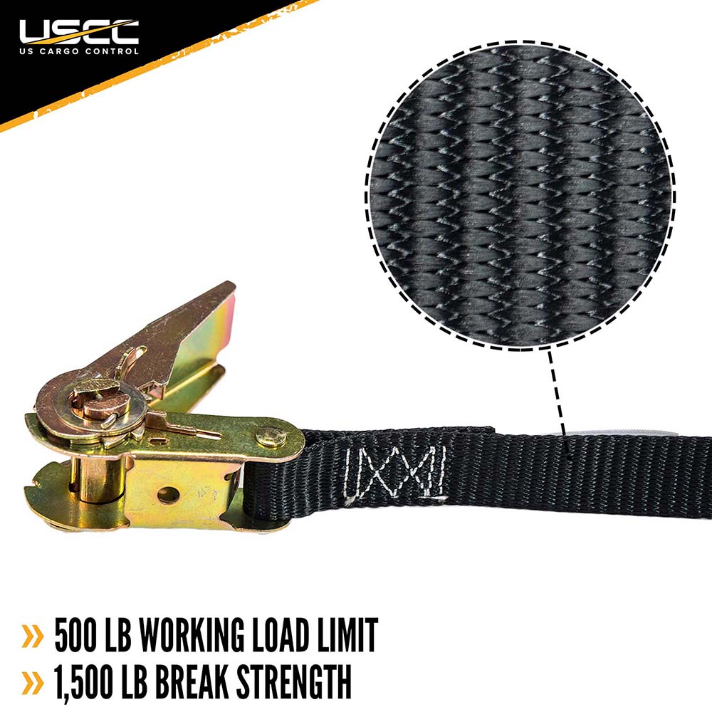 US Cargo Control - Polyester Ratchet Strap Tie Down: 15' Long, 1" Wide ...
