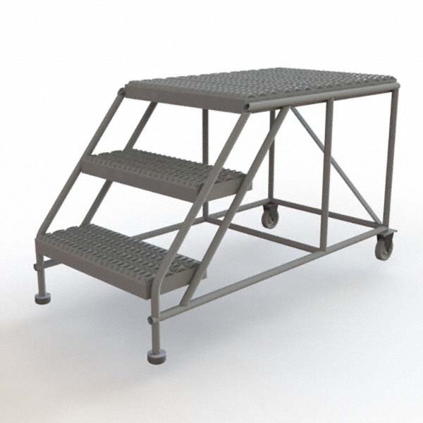 TRI-ARC - 3-Step Steel Work Platform: 800 lb Capacity, 24" Platform Width, 35" Platform Depth ...